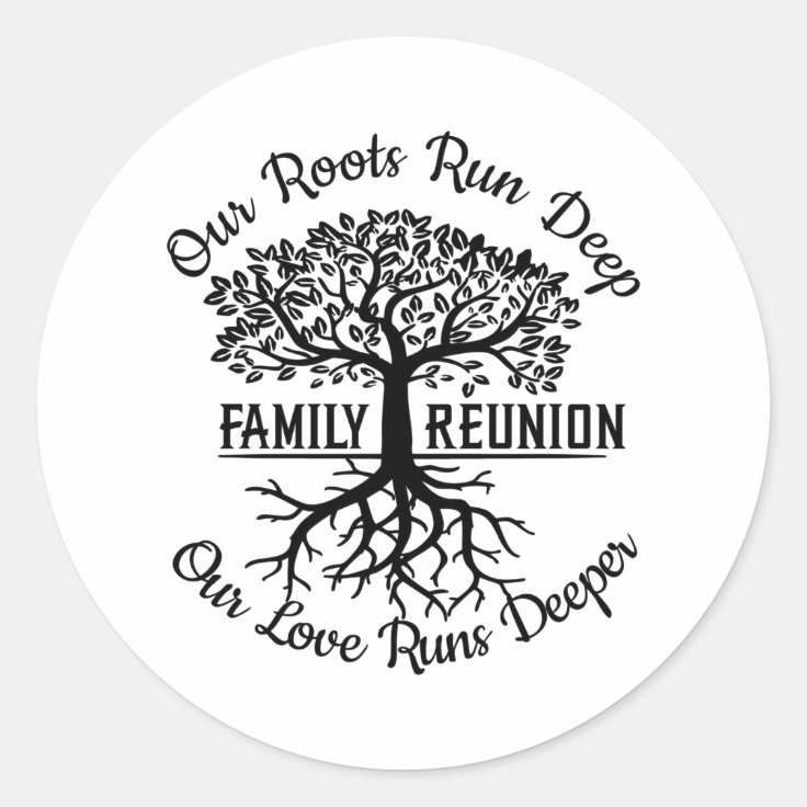 Family Reunion Family Tree Heart Roots Classic Round Sticker | Zazzle