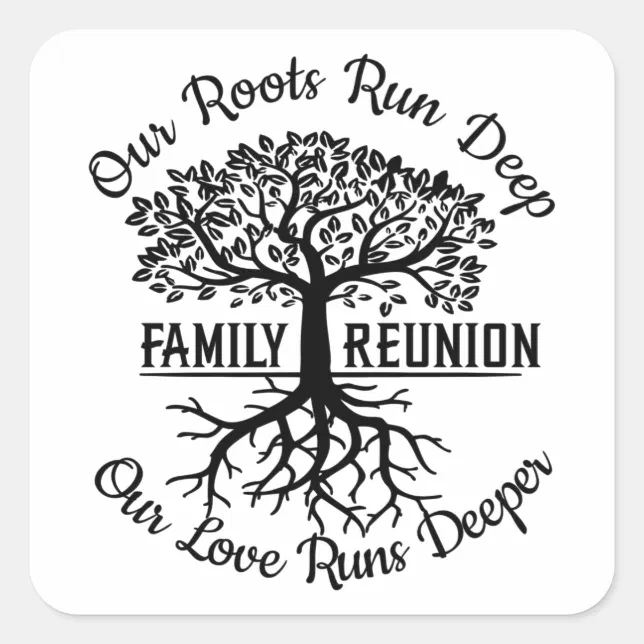 Family Reunion Family Tree Heart Roots Square Sticker | Zazzle