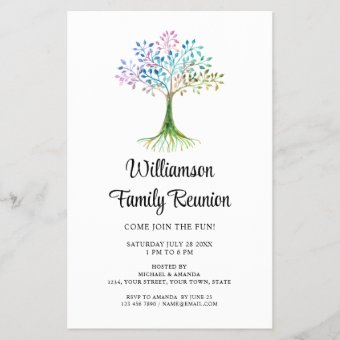 Family Reunion Family Tree Invitation Flyer | Zazzle