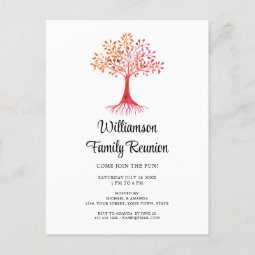 Family Reunion Family Tree Invitation Postcard | Zazzle