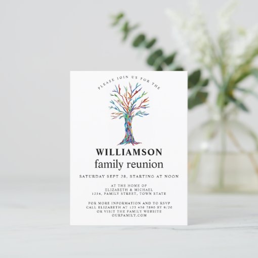 Family Reunion Family Tree Invitation Postcard | Zazzle