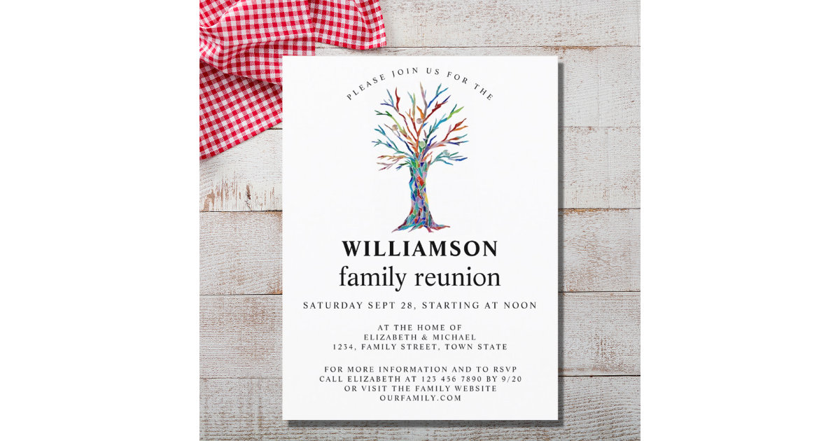 Family Reunion Family Tree Invitation Postcard | Zazzle