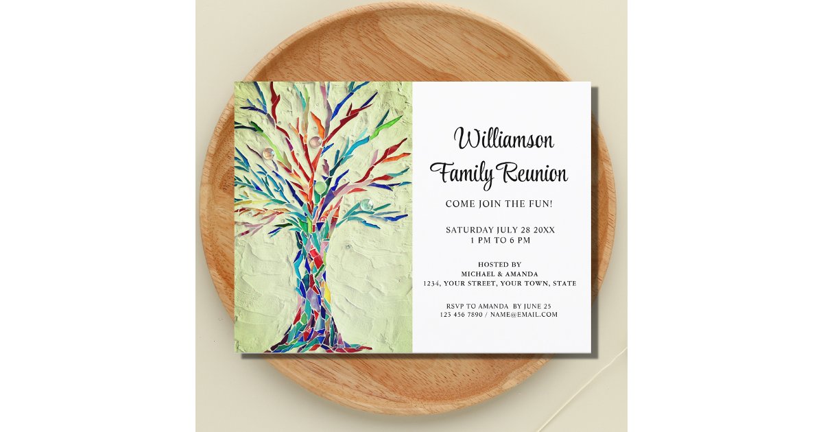 Family Reunion Family Tree Invitation Postcard | Zazzle