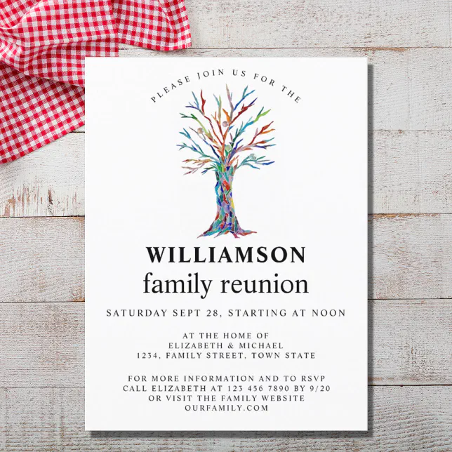 Family Reunion Family Tree Invitation Postcard | Zazzle