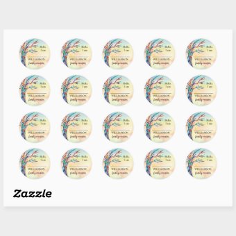 Family Reunion Family Tree Name Classic Round Sti Classic Round Sticker ...