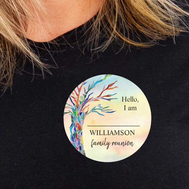 Family Reunion Family Tree Name Classic Round Sti Classic Round Sticker ...