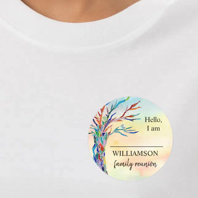 Family Reunion Family Tree Name Classic Round Sti Classic Round Sticker ...