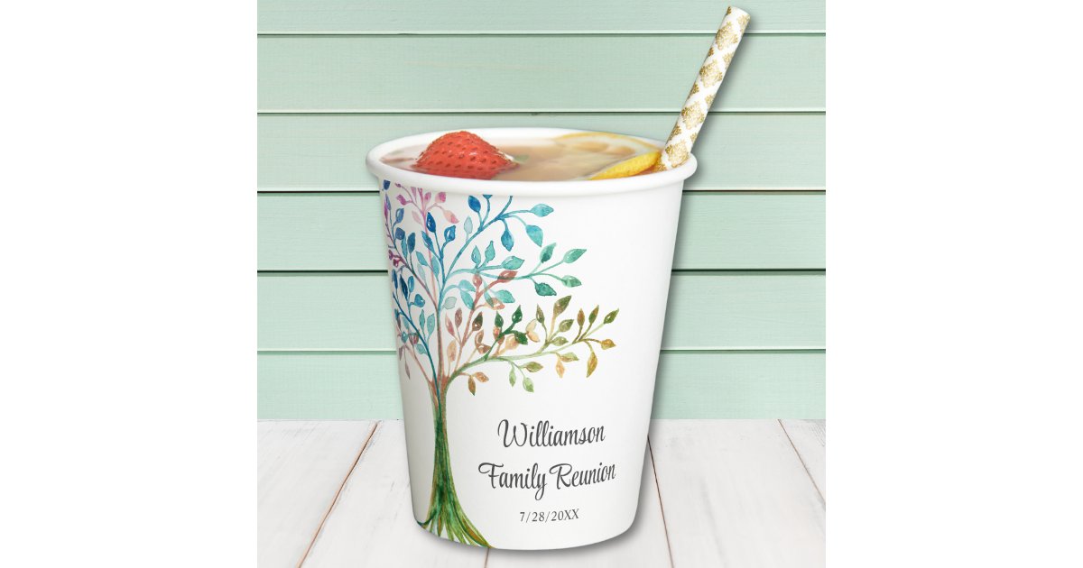 Family Reunion Family Tree Personalized Paper Cups | Zazzle
