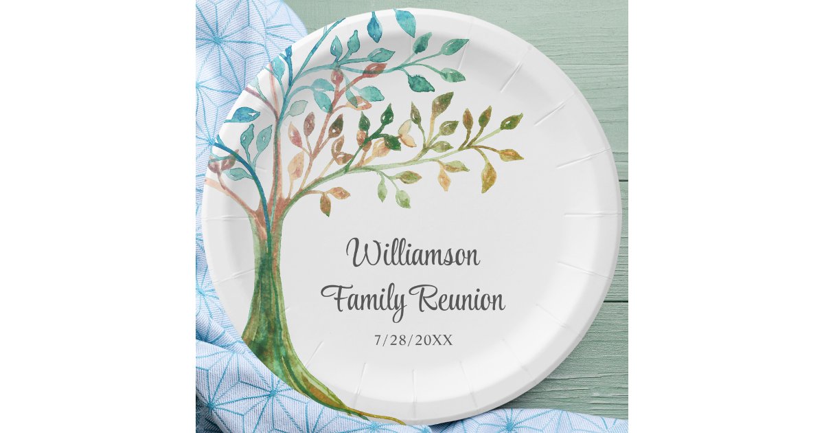 Family Reunion Family Tree Personalized Paper Plates | Zazzle