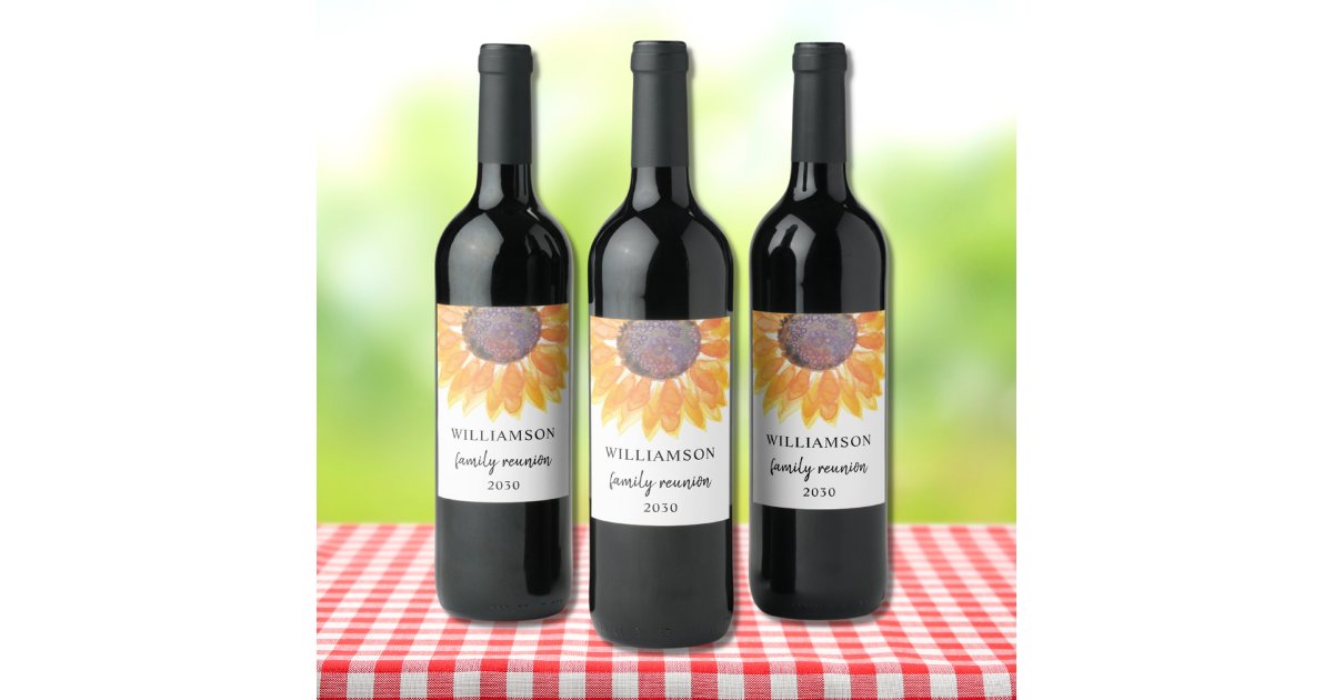 Family Reunion Floral Wine Label | Zazzle