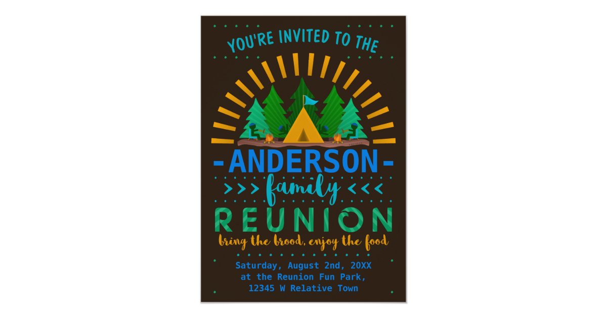 Family Reunion Funny Camping Summer Party Invitation | Zazzle.com