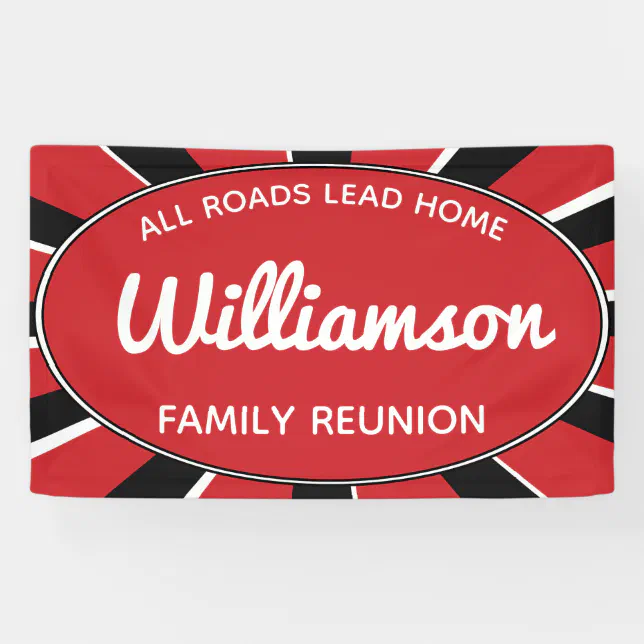 Family Reunion Gathering Black,Red and White Event Banner | Zazzle