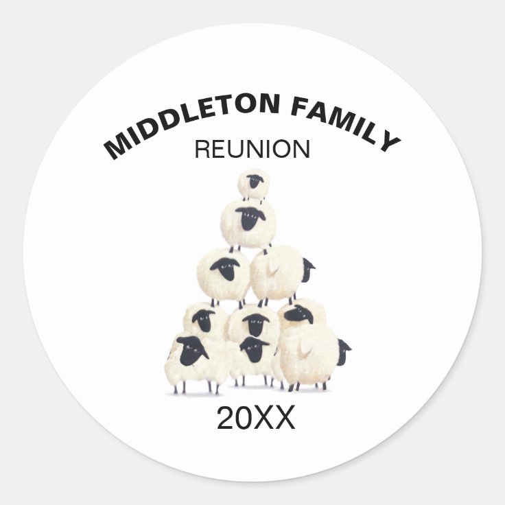 Family Reunion Gathering Fun Black Name Classic Round Sticker | Zazzle