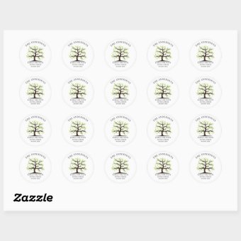 Family Reunion Genealogy Tree Custom Classic Round Sticker | Zazzle