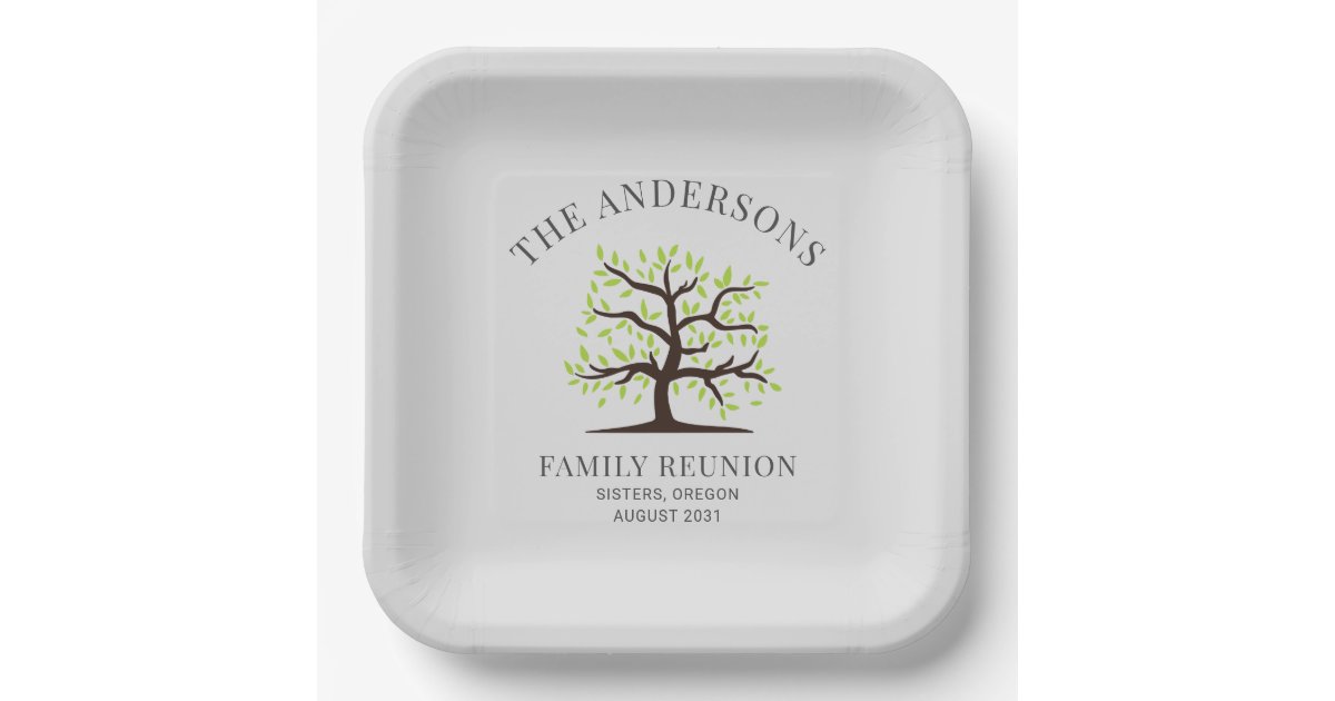Family Reunion Genealogy Tree Custom Paper Plates | Zazzle