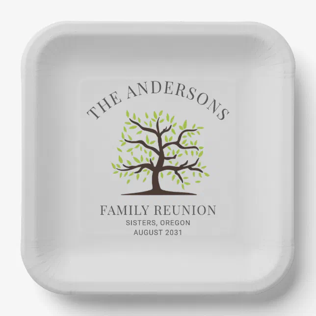 Family Reunion Genealogy Tree Custom Paper Plates | Zazzle