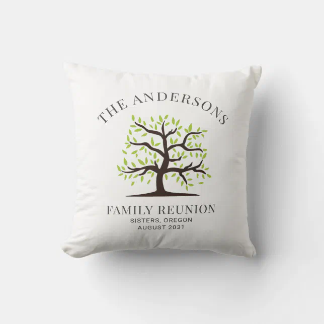 Family Reunion Genealogy Tree Custom Throw Pillow | Zazzle