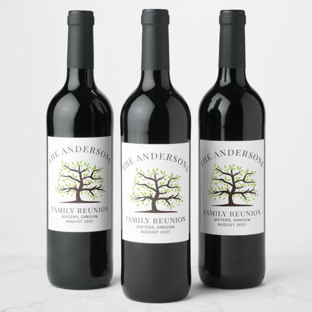 Family Reunion Genealogy Tree Custom Wine Label | Zazzle
