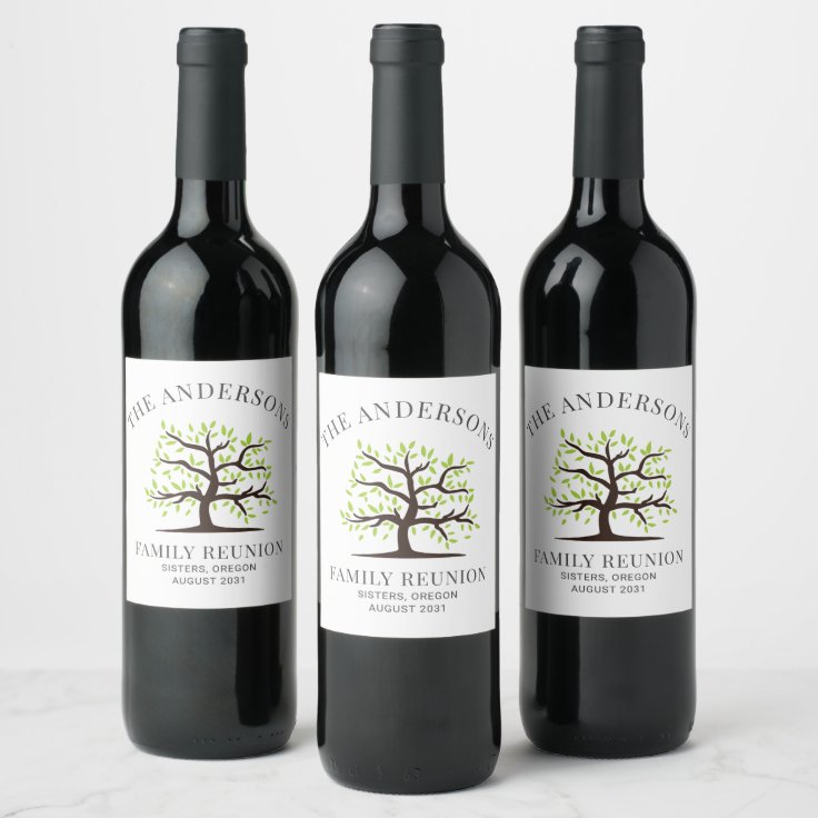 Family Reunion Genealogy Tree Custom Wine Label | Zazzle