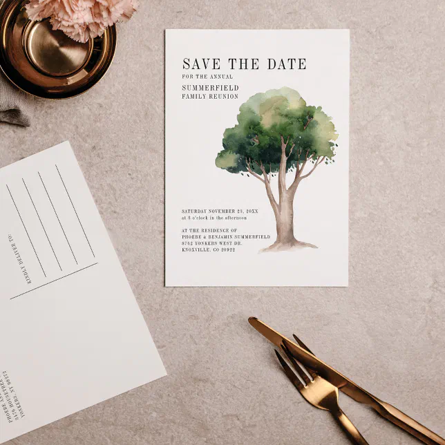 Family Reunion Genealogy Tree Save the Date Announcement Postcard | Zazzle
