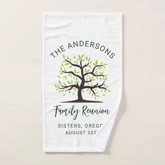 Family Reunion Genealogy Tree Script Custom Hand Towel | Zazzle