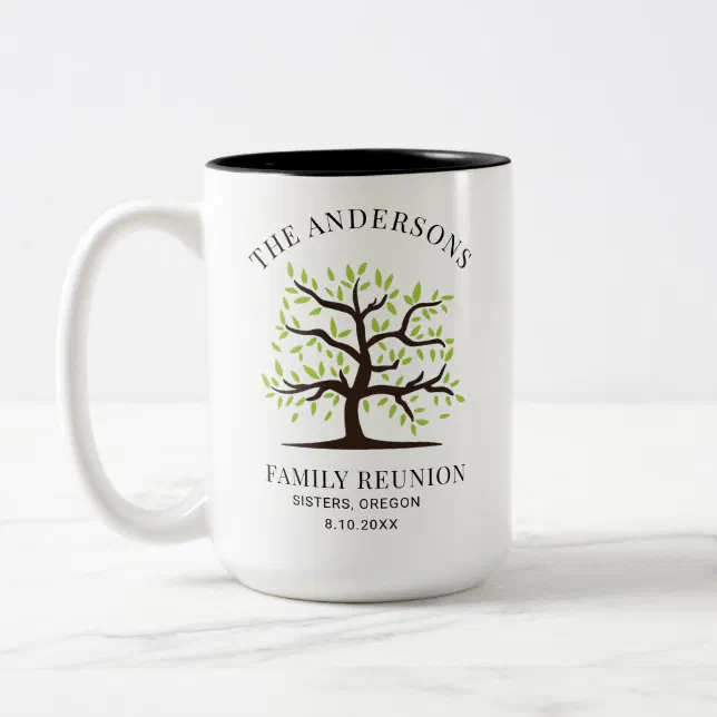 Family Reunion Genealogy Tree With Date Custom Two-Tone Coffee Mug | Zazzle