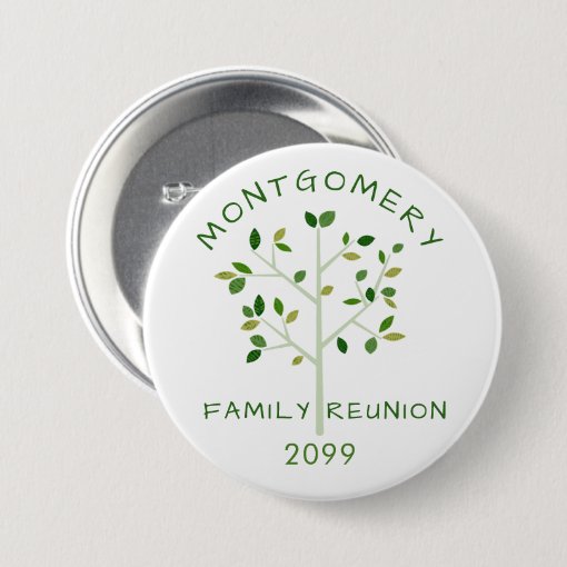 Family Reunion Green Family Tree Personalized Button | Zazzle