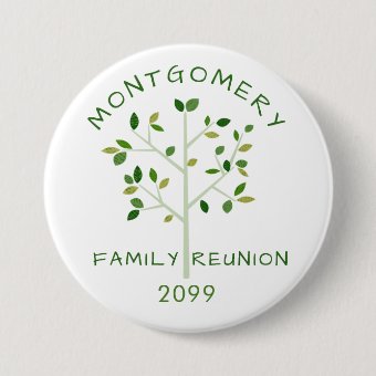 Family Reunion Green Family Tree Personalized Button | Zazzle