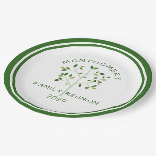 Family Reunion Green Family Tree Personalized Paper Plates | Zazzle