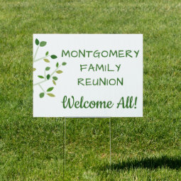 Family Reunion Green Tree Personalized Welcome Sign | Zazzle
