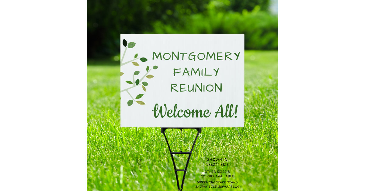 Family Reunion Green Tree Personalized Welcome Sign | Zazzle