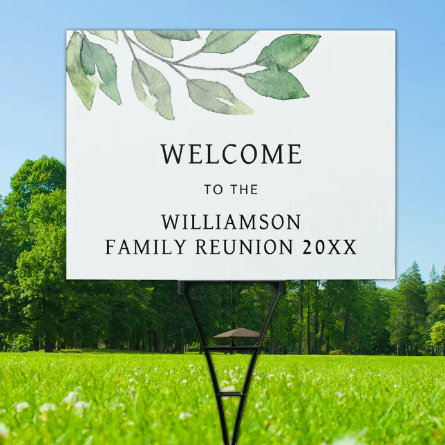 Family Reunion Green Tree Personalized Welcome Sign | Zazzle