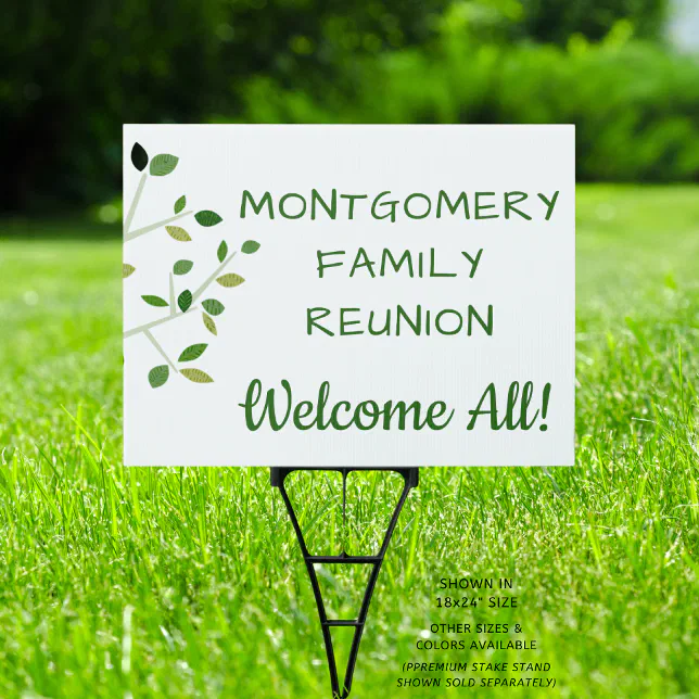Family Reunion Green Tree Personalized Welcome Sign | Zazzle