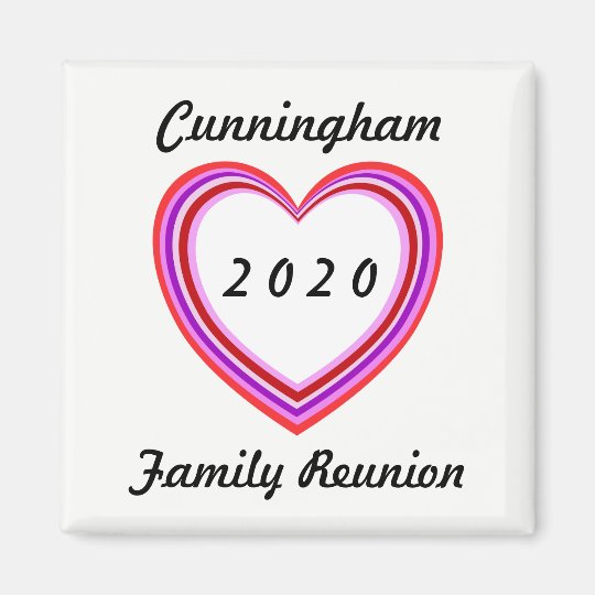 Family Reunion Heart Design Sq Dated Keepsake Gift Magnet | Zazzle.com