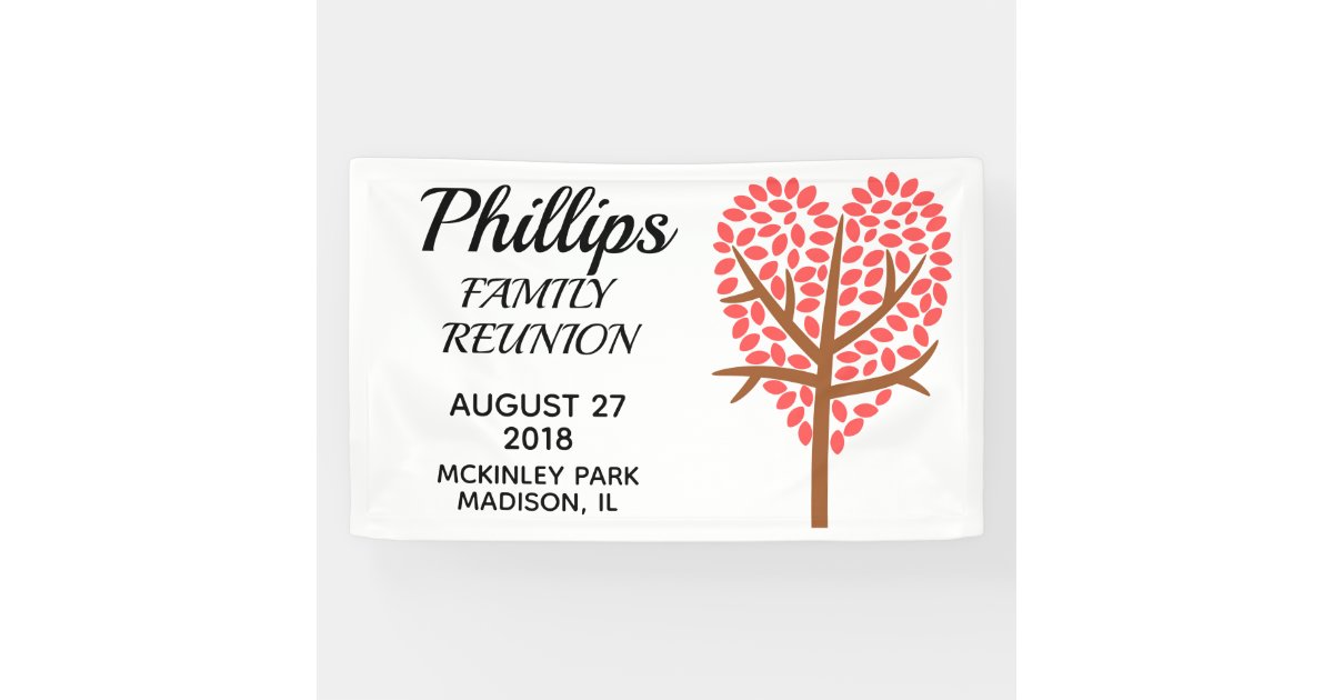 Family Reunion Heart Tree Banner | Zazzle