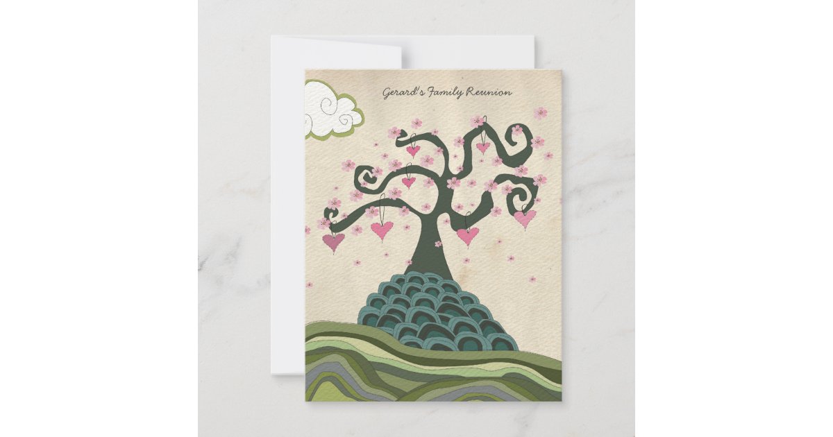 Family Reunion Heart Tree Modern Vector Invite | Zazzle