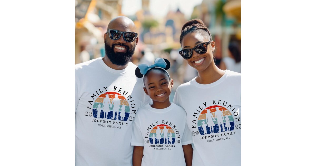 Family Reunion Holding Hands Retro Sun White T-Shirt | Zazzle