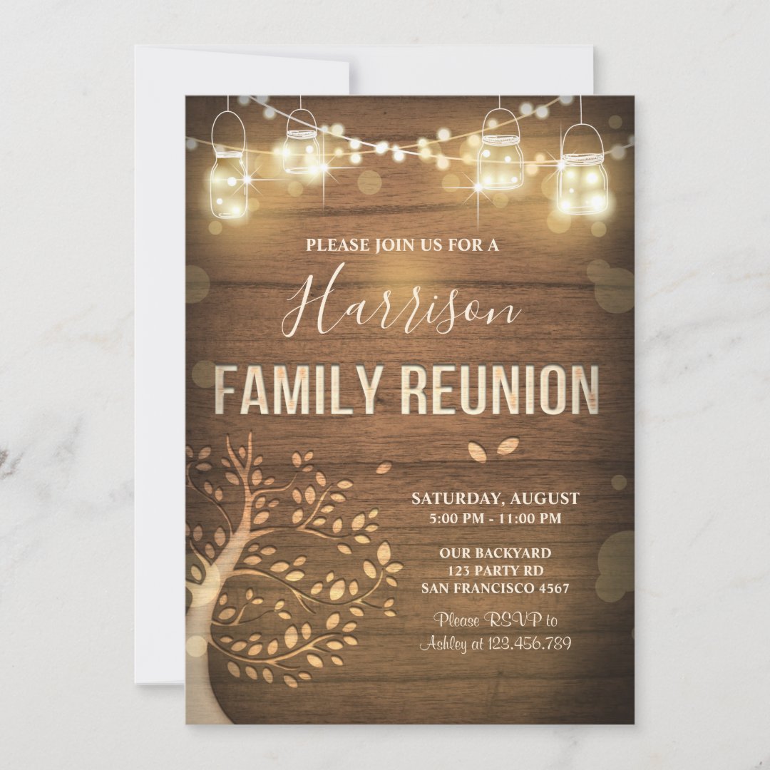 Family reunion invitation Family Tree Rustic Wood | Zazzle