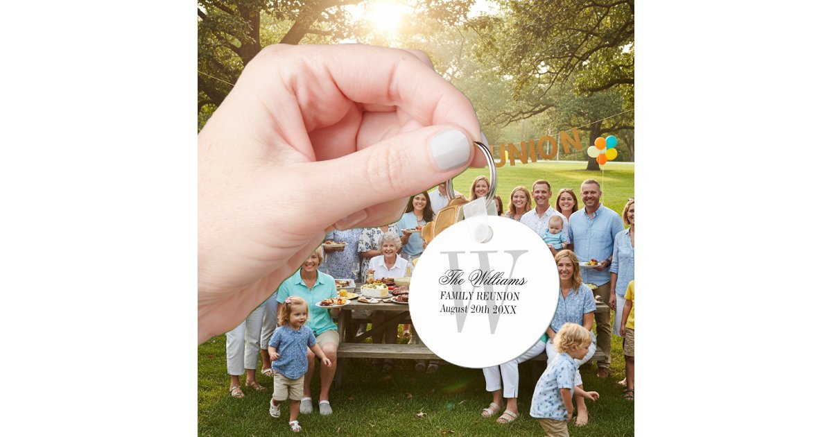 Family reunion keychains with custom name monogram | Zazzle