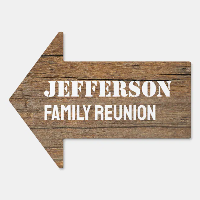 Family Reunion Location Arrow Barnwood sign | Zazzle