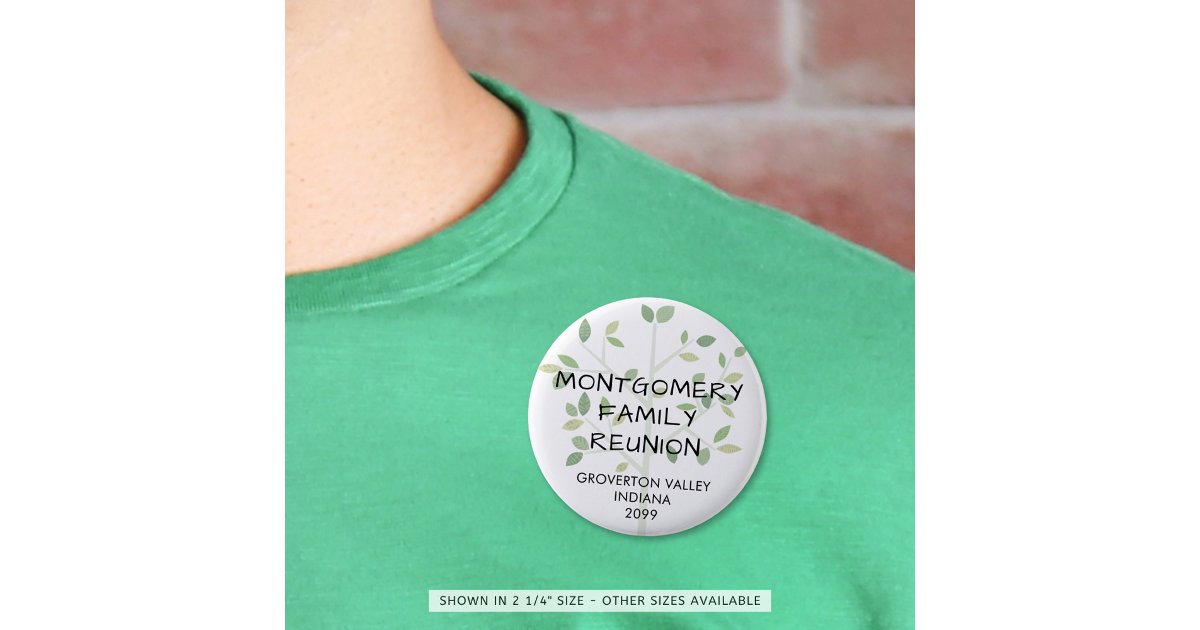 Family Reunion Modern Family Tree Personalized Button | Zazzle