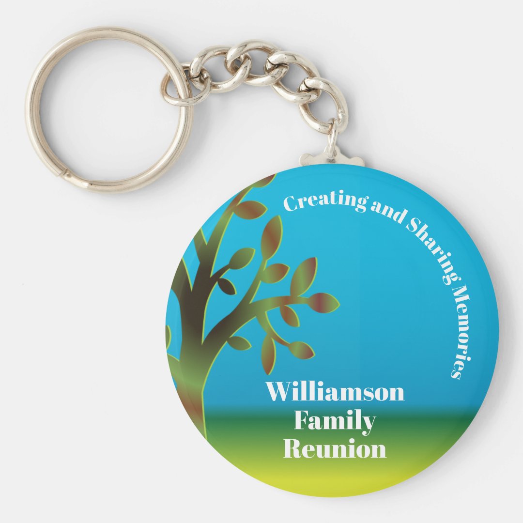 Family Reunion Modern Family Tree Sharing Memories Keychain | Zazzle
