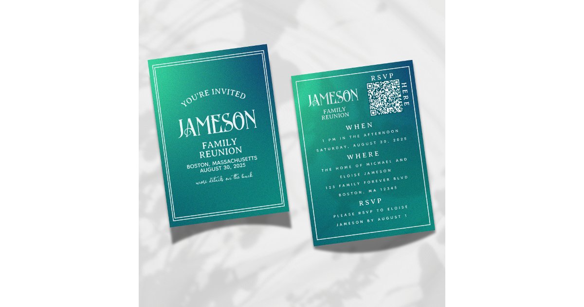 Family Reunion Modern Gradient QR Code Invitation | Zazzle