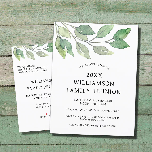 Family Reunion Modern Invitation Postcard | Zazzle