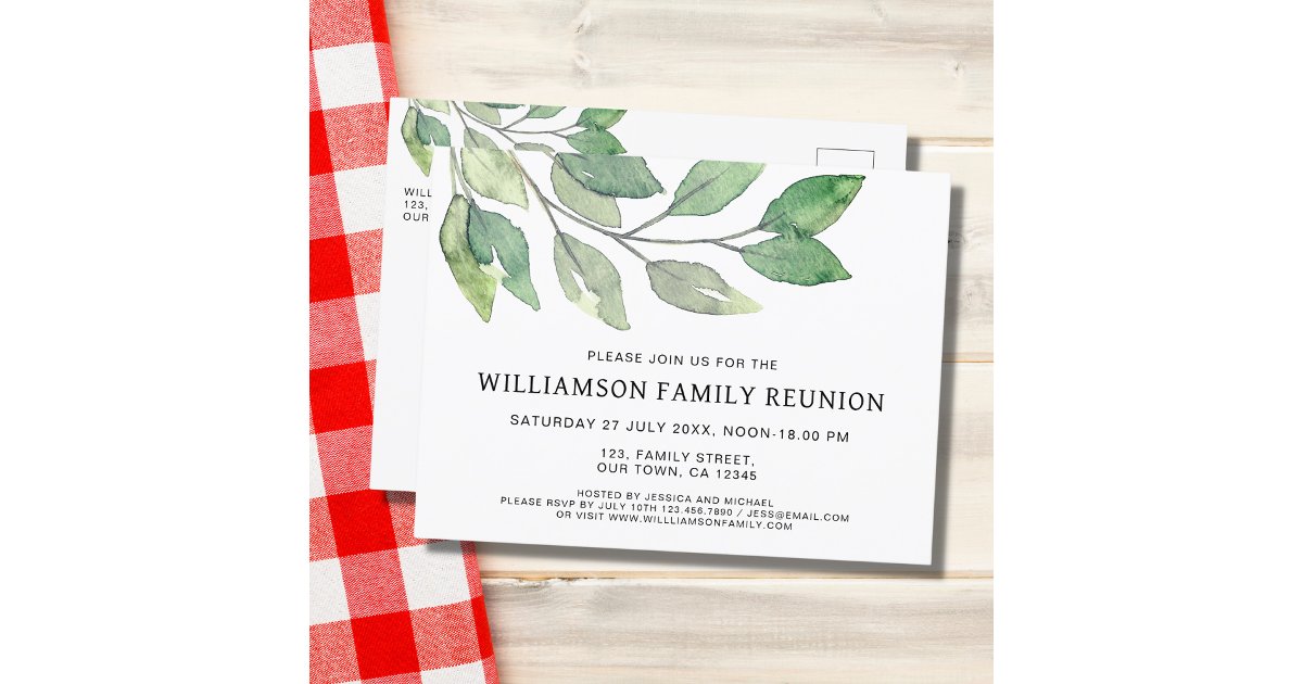 Family Reunion Modern Invitation Postcard | Zazzle