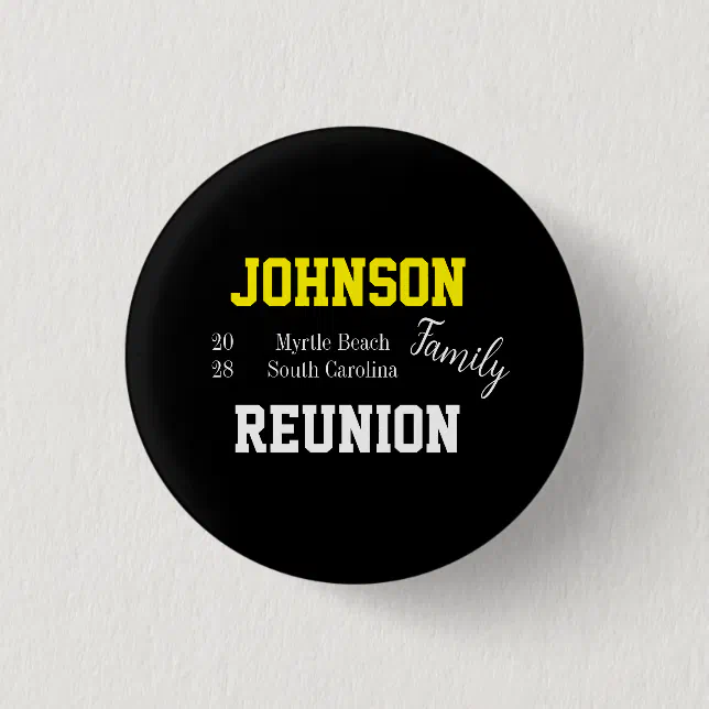 Family Reunion Modern Typography Party Button | Zazzle