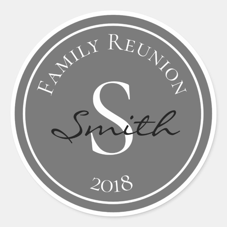 Family Reunion Monogram Classic Round Sticker | Zazzle