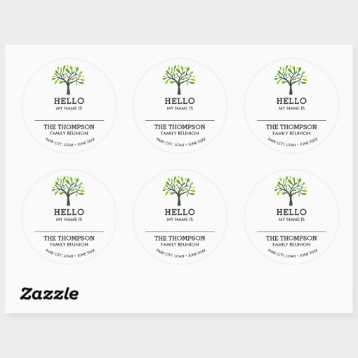 Family Reunion Name Tag Hello Family Tree Custom | Zazzle
