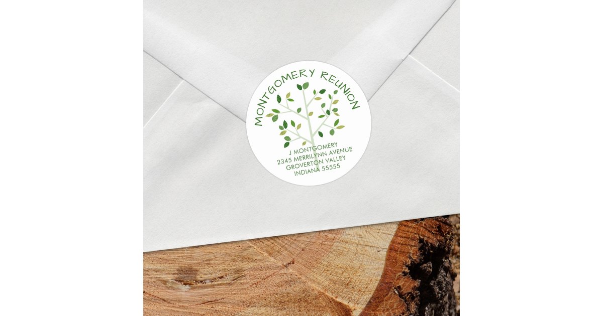 Family Reunion Name Year Family Tree Classic Round Sticker | Zazzle