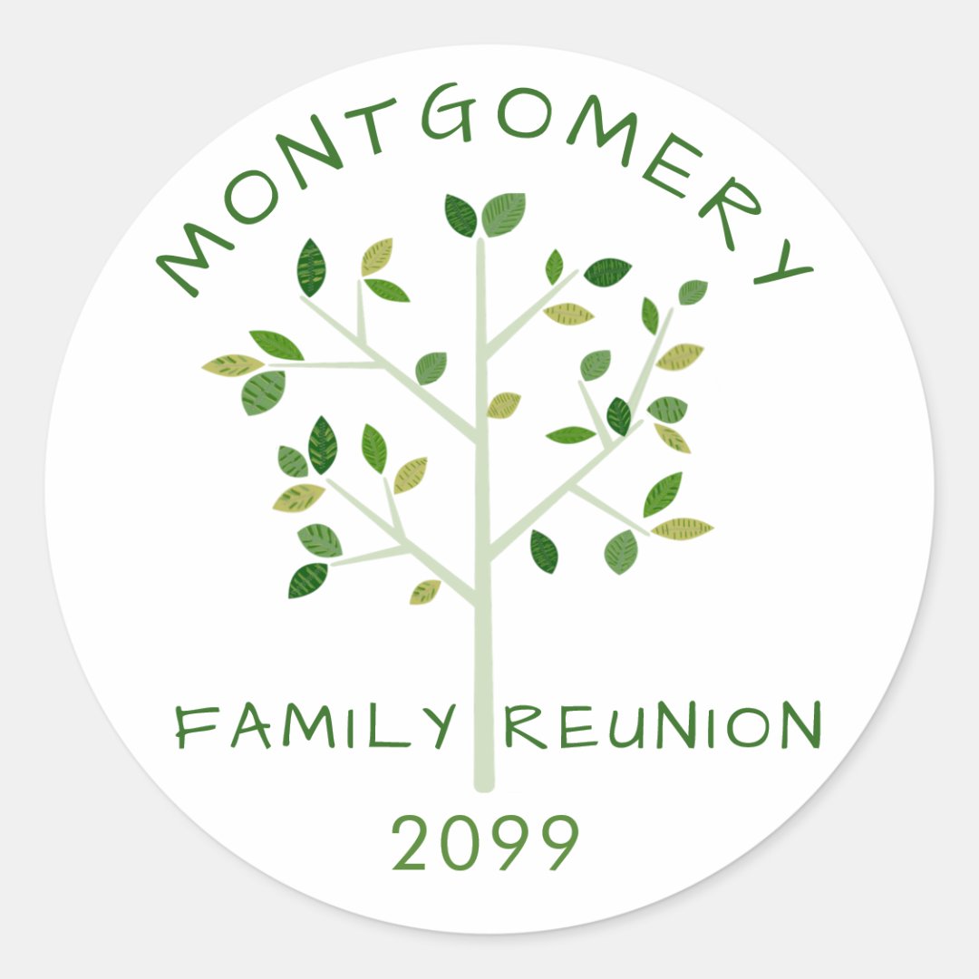 Family Reunion Name Year Family Tree Classic Round Sticker | Zazzle
